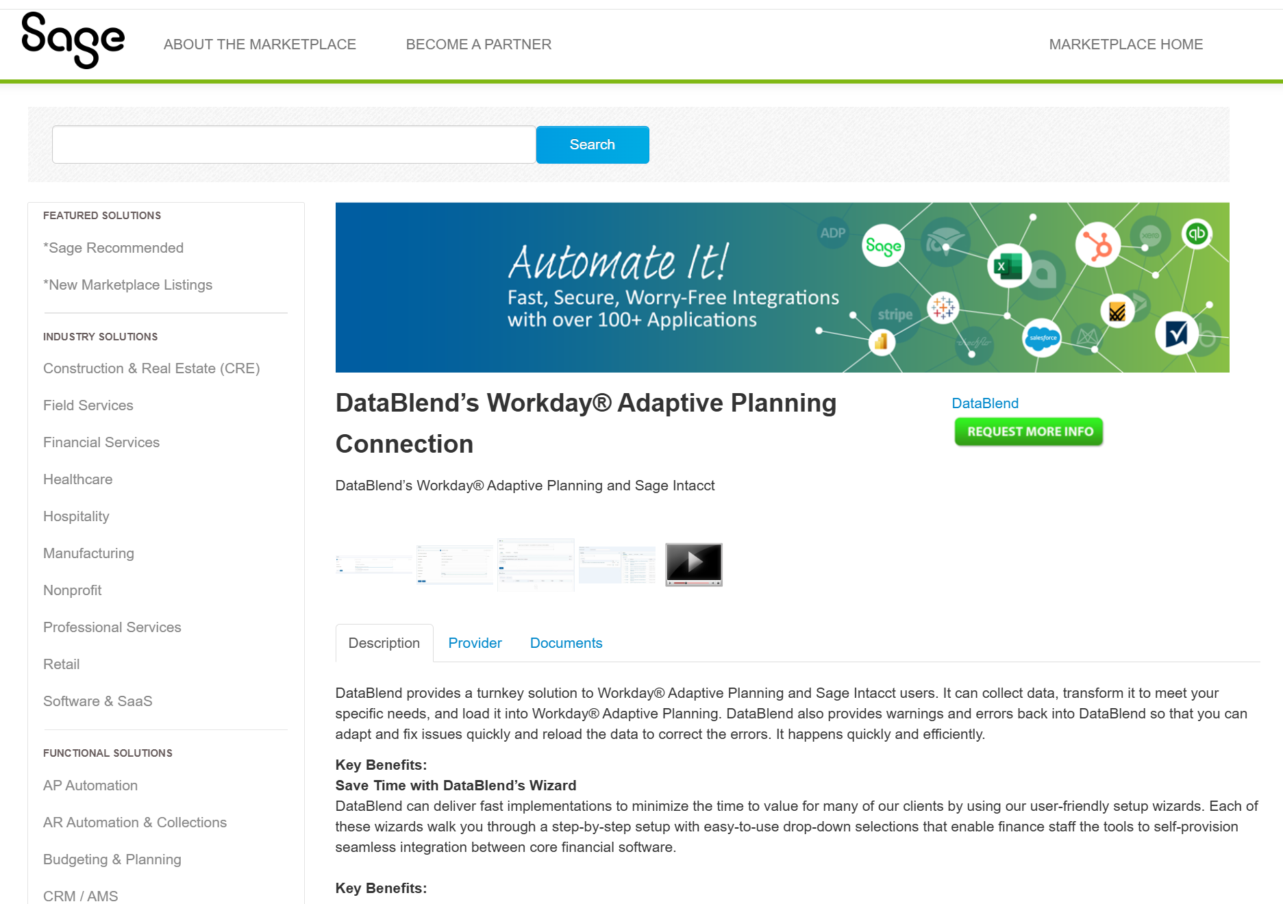 DataBlend's Workday® Adaptive Planning Connection Listed on Sage Intacct Marketplace